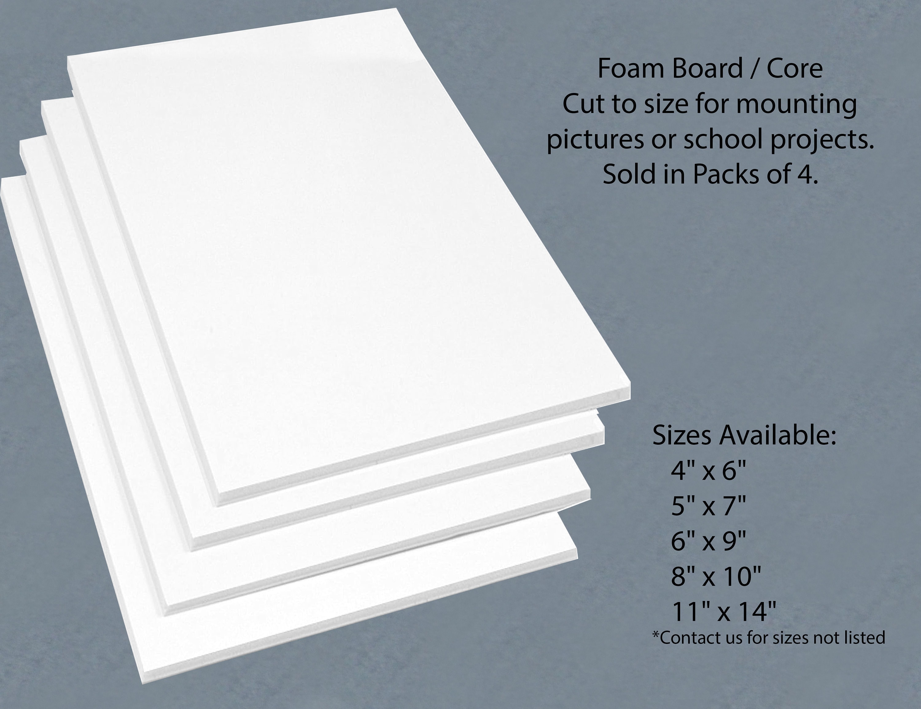 3/16 White Foam Board Core - Four Pack - Various Sizes - Square ...
