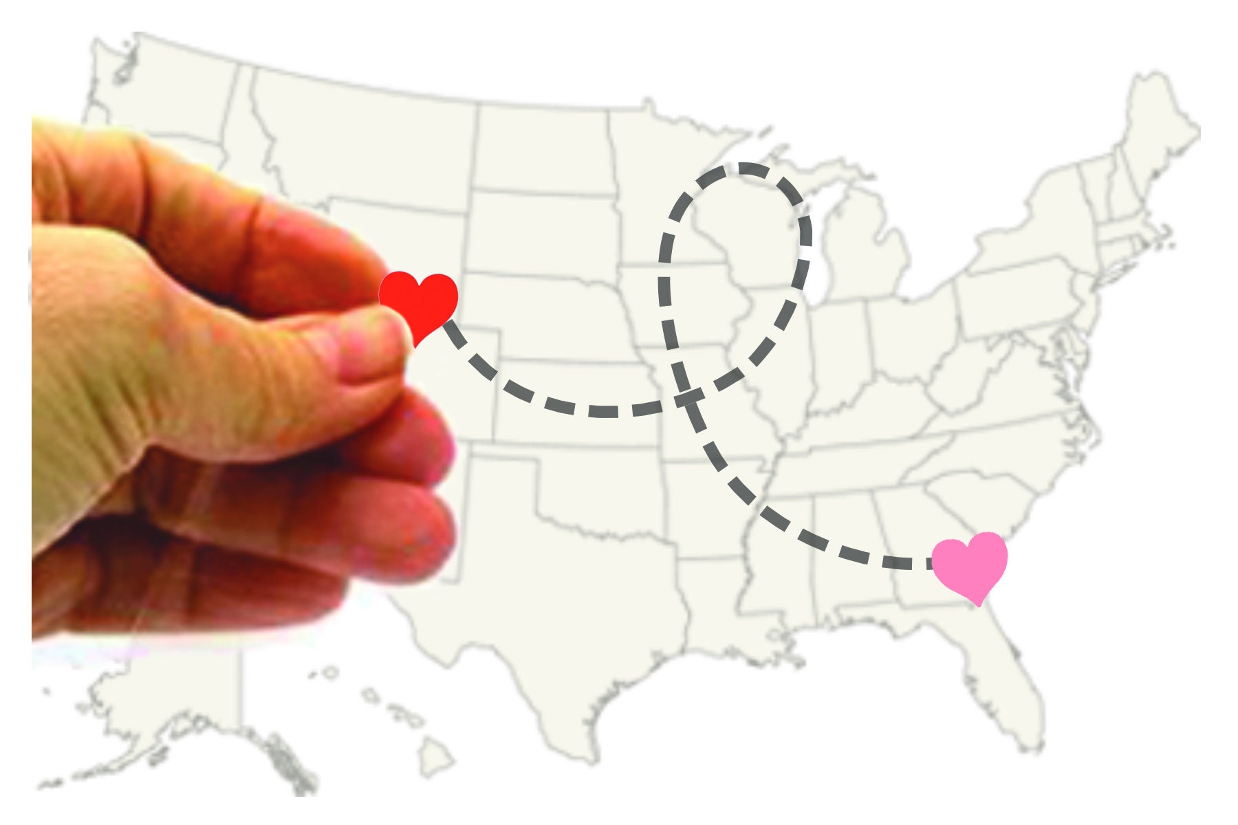 Sending Love From DIY Heart Sticker Long Distance Map Card | Etsy