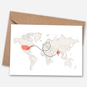 I Miss You - Long Distance Map Card, Countries Map, Travel Card, Love ...