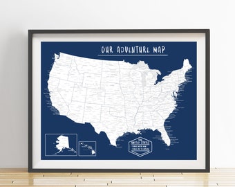 Mini USA Push Pin Map DIY United States Travel Map Pin Board Kit First ...