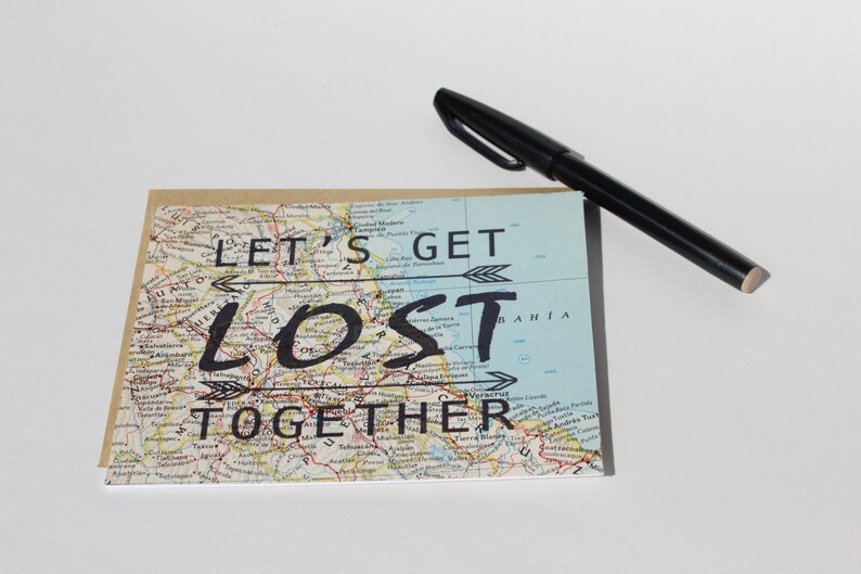 Let's Get Lost Together Greeting Card Travel Card Love | Etsy