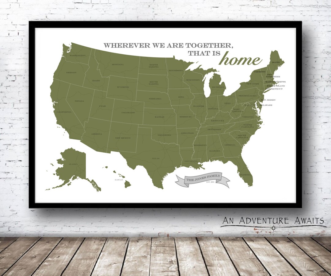 Personalized USA Travel Map (print Only), Push Pin Map, Map Poster ...