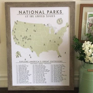 National Parks Push Pin Map With Frame & 50 Push Pins, Road Trip Map ...