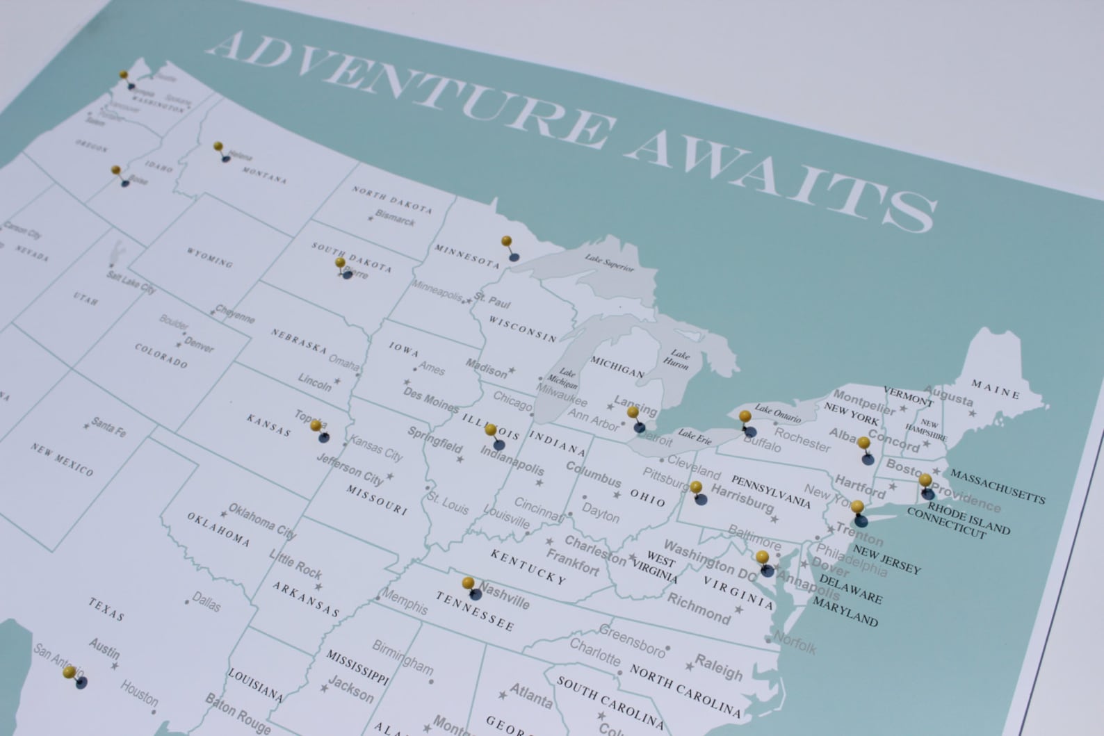 USA Push Pin Map Print Only Adventure Awaits Map Travel | Etsy