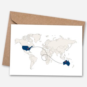 I Miss You - Long Distance Map Card, Countries Map, Travel Card, Love ...