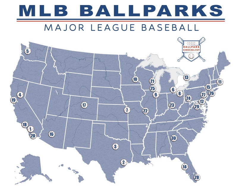 MLB Baseball Ballpark Checklist | Bucket List | Baseball Stadium ...
