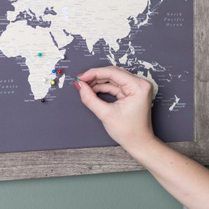World Push Pin Map With Frame & 50 Push Pins, Road Trip Map, Travel Map ...