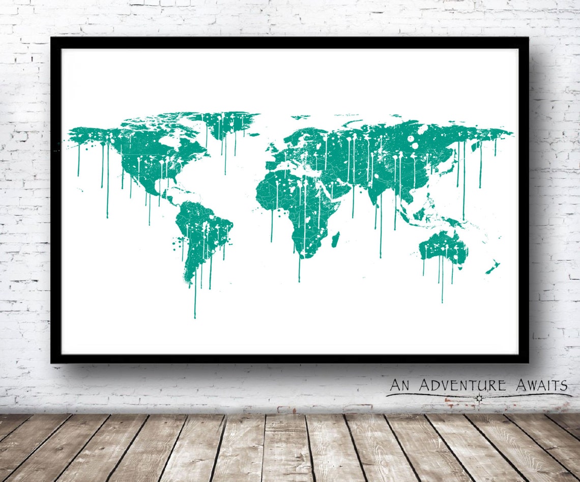 Paint Splatter World Map Print Travel Poster World Map - Etsy