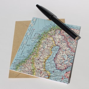 Vintage Map Card Set - Travel Card Set - Stationery Set Blank Cards ...