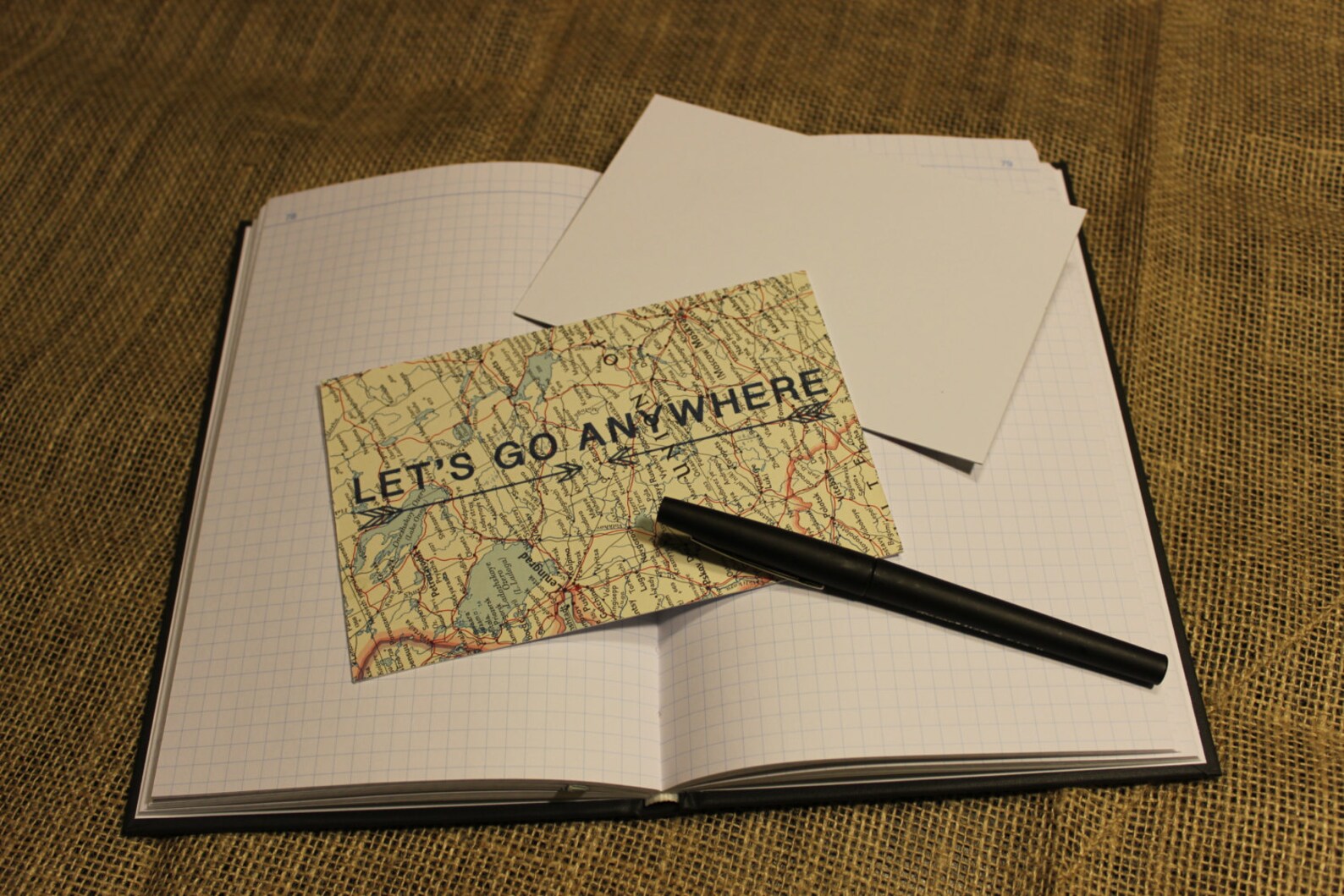 Vintage Map Notecards With Inspirational Quote - Map Postcard Set - Map ...
