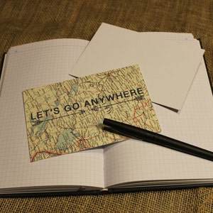 Vintage Map Notecards With Inspirational Quote - Map Postcard Set - Map ...