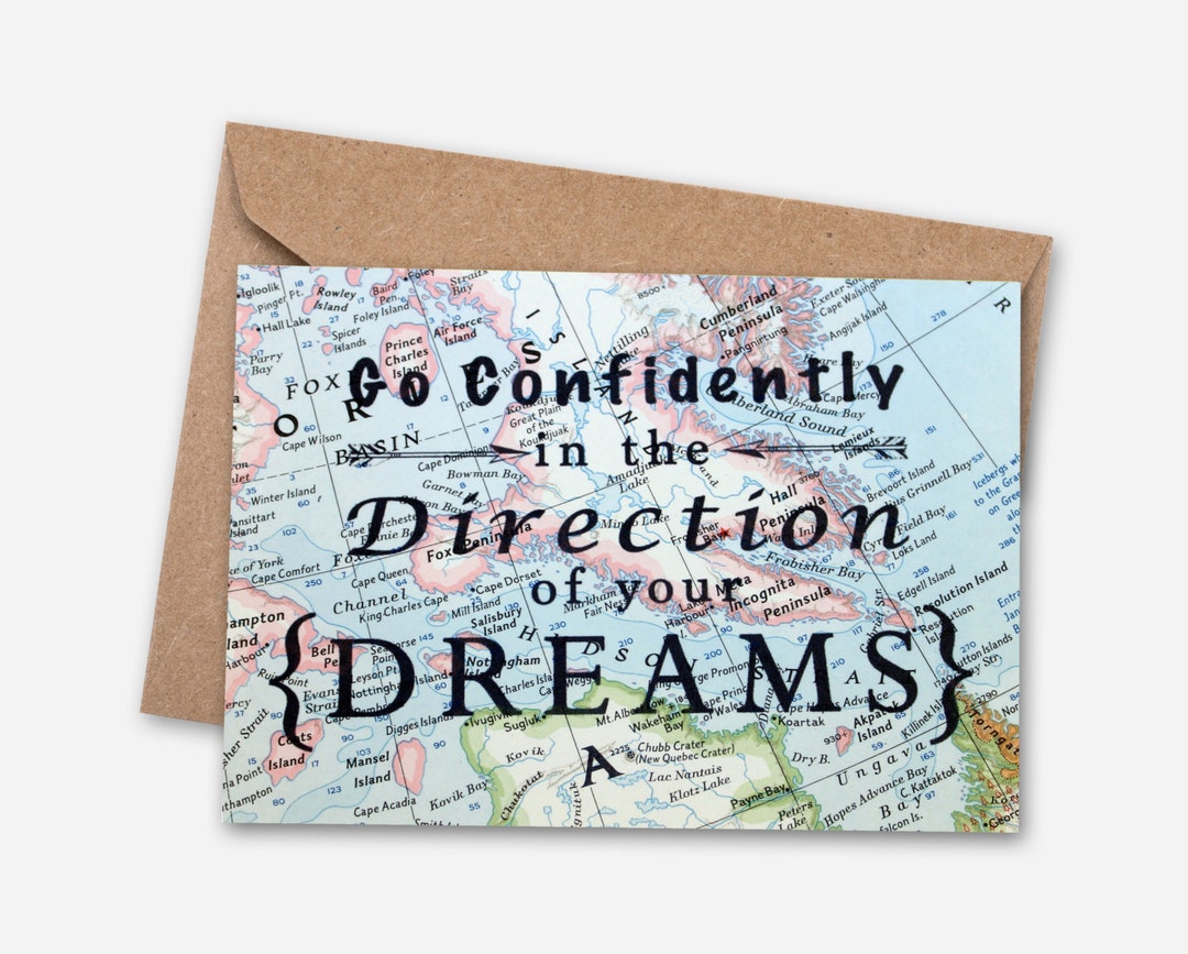 Graduation Card - Congratulation Card - Vintage Map Card - Dream ...