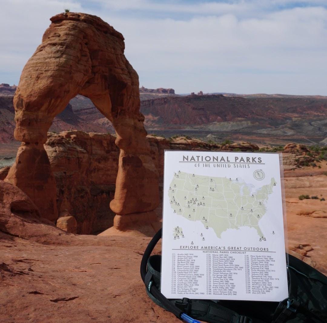 National Parks Checklist Map of the United States - 63 Parks Checklist ...