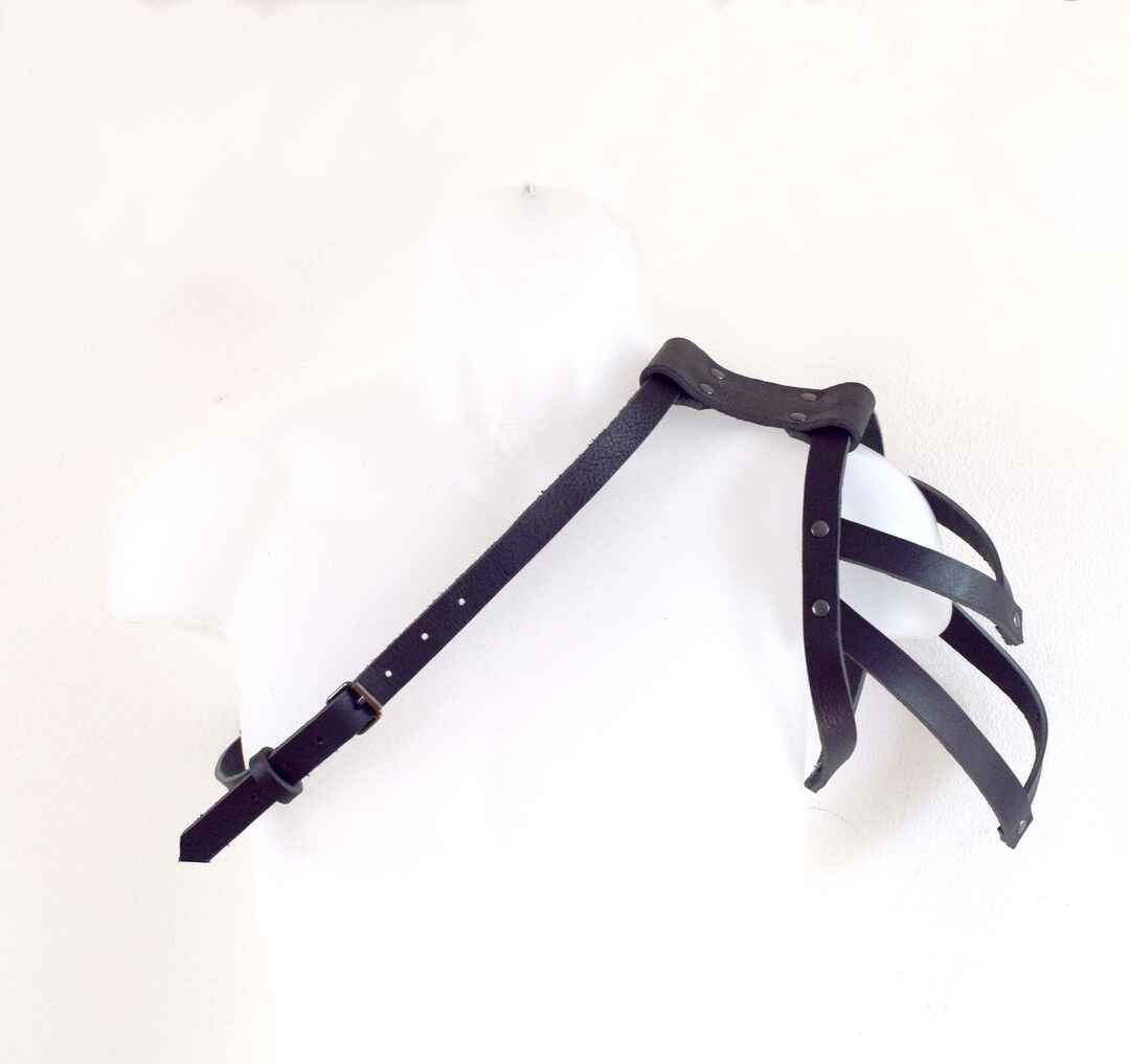 Wyvern Asymmetrical Shoulder Harness, Black Leather Harness, Genuine ...
