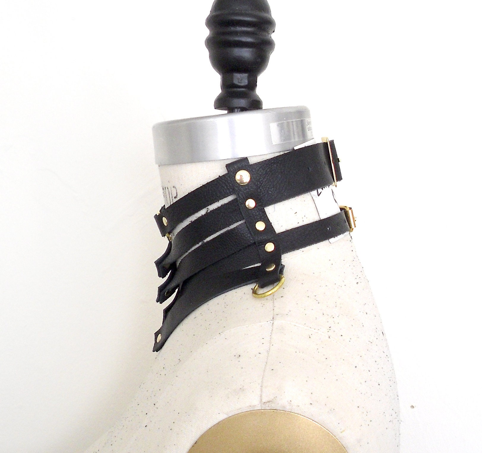 Victoria Leather Gorget Style Collar Black Red Leather | Etsy