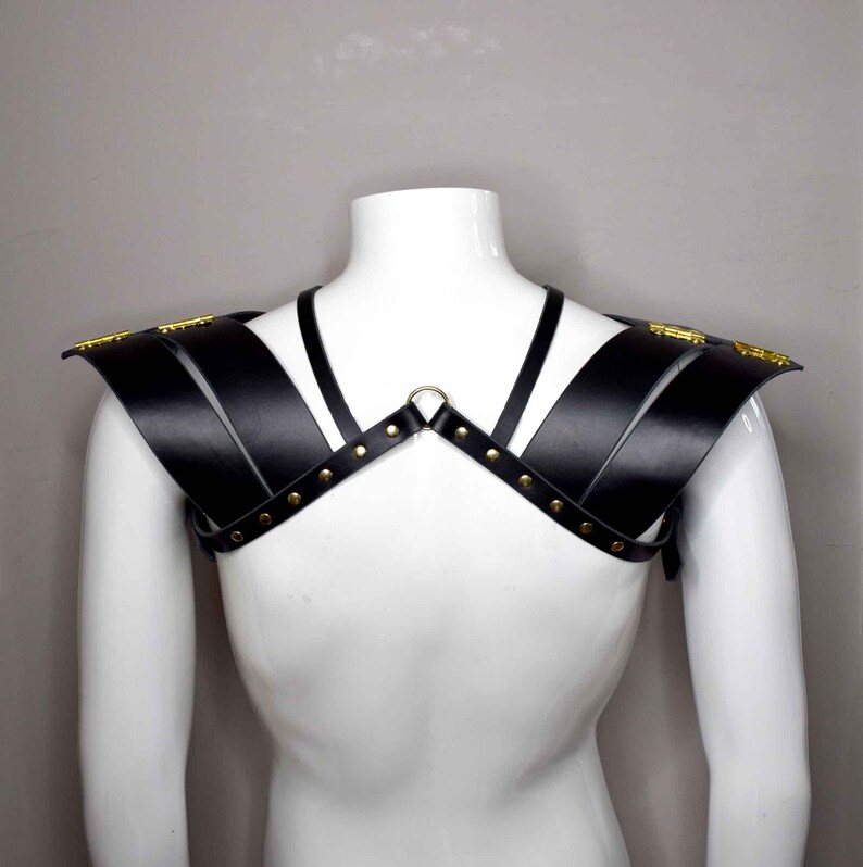 God Killer Leather Pauldron Shoulder Harness Black Gold - Etsy