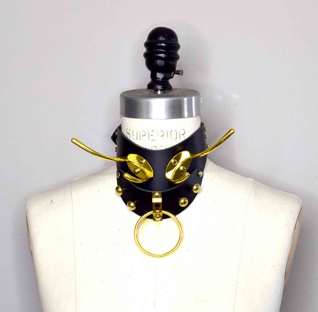 Mantis Leather Horned Posture Collar, Strappy Necklace, Choker Necklace ...