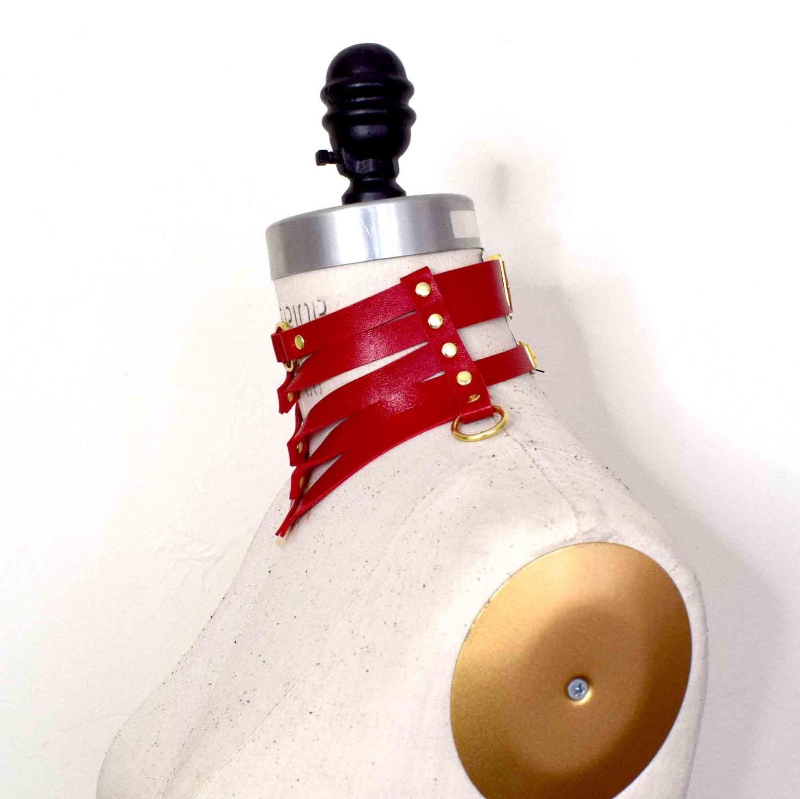 Victoria Leather Gorget Style Collar Black Red Leather - Etsy