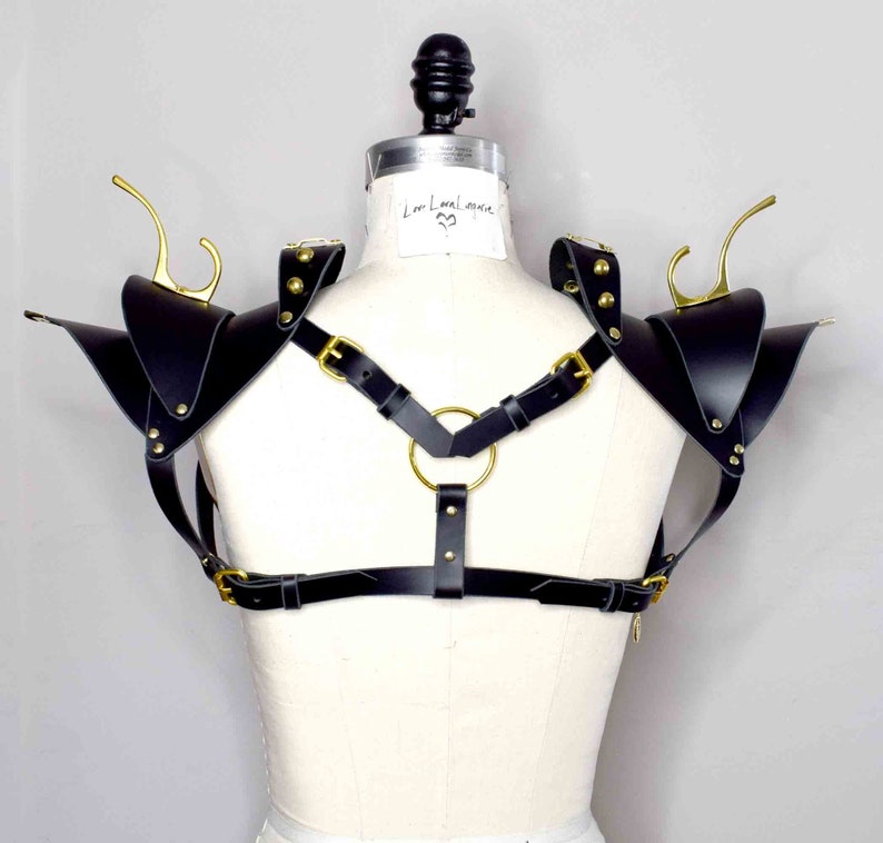 Mantis Leather Shoulder Pauldron Harness Black Gold - Etsy