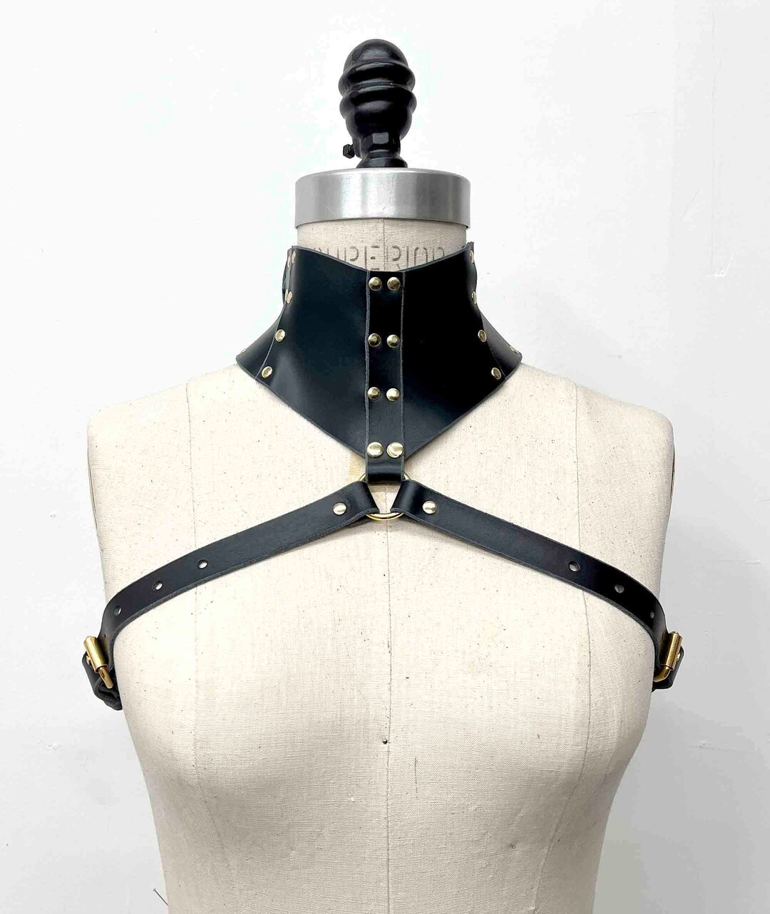 Stigma Black Leather Posture Collar Harness, Strappy Necklace, Choker ...