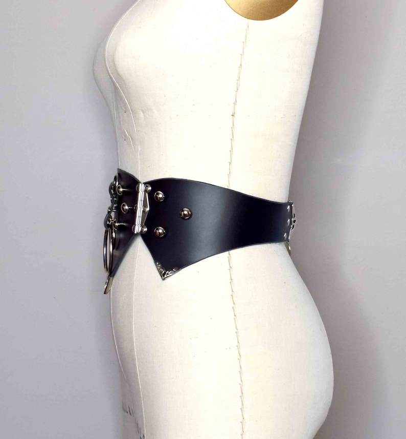 Sierra Hinged Leather Waist Belt Made From Smooth Black Leather, Waist ...