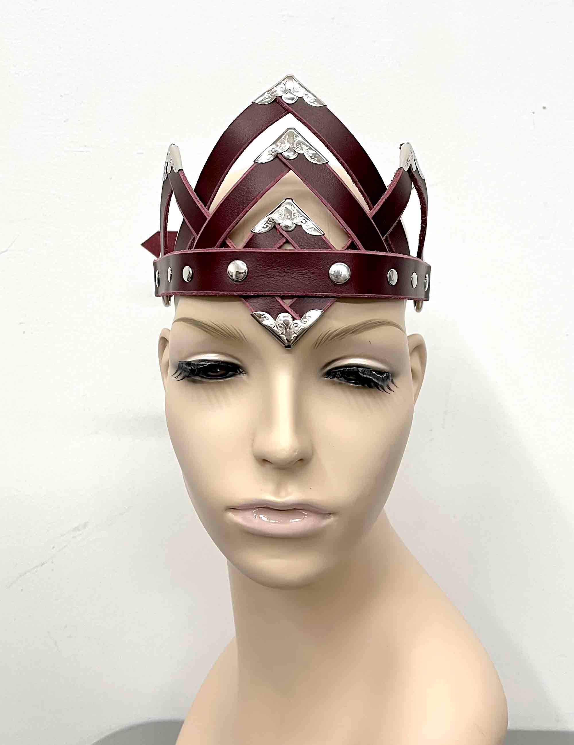 Juliet Black Leather Crown, Gothic Accessory, Dark Queen, Black ...