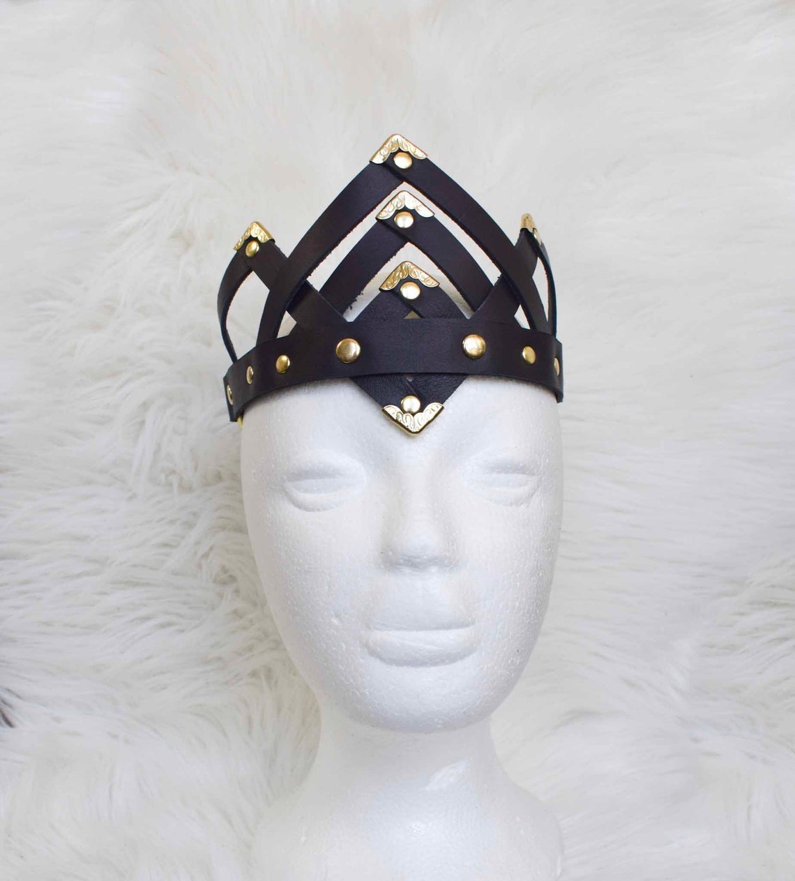 Juliet Black Leather Crown Gothic Accessory Dark Queen | Etsy
