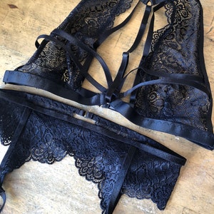 Persephone Cage Brief, Lace Underwear, Crotchless Panty, Strappy Sexy ...