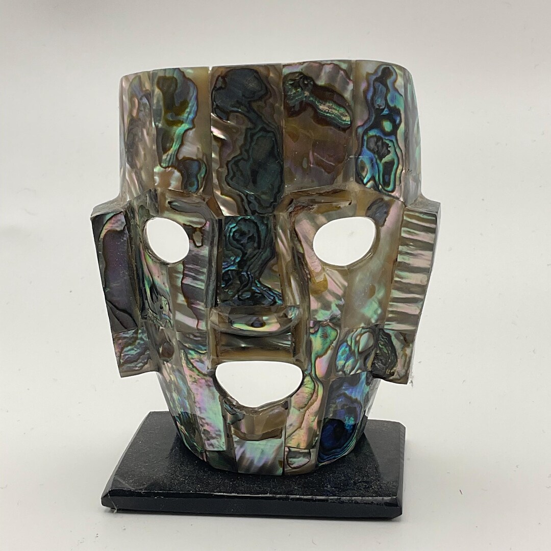 Vintage Aztec Mayan Abalone Shelf Decor Mask 4” - Etsy