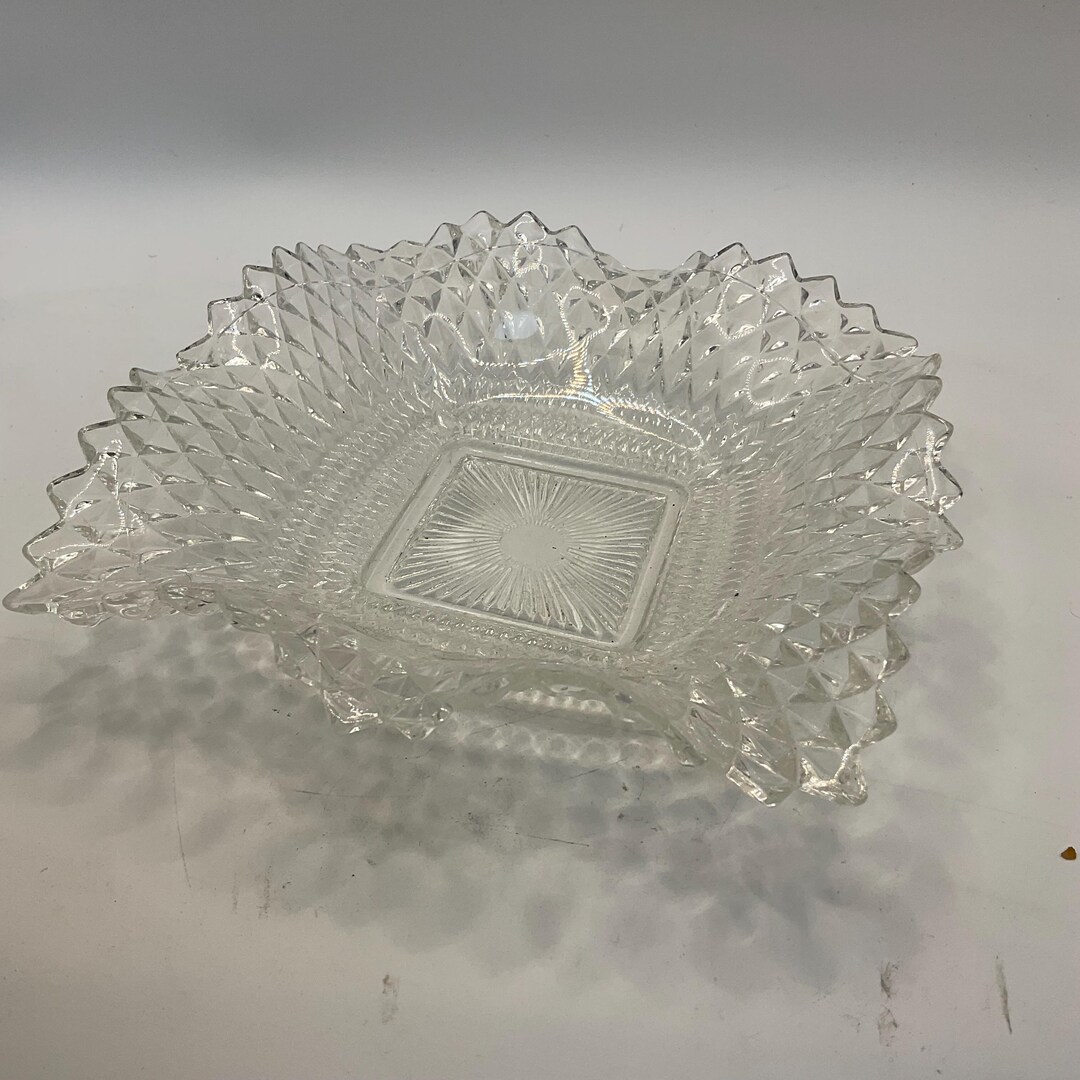 Vintage Indiana Glass Diamond Point Trinket Candy Ashtray Nut Bowls ...