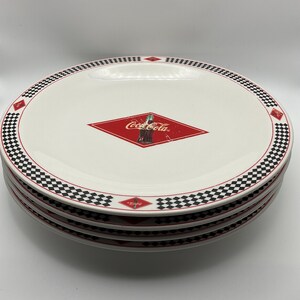 Set of 4 Vintage Coca Cola Black Red & White Dinner Plates Made by ...