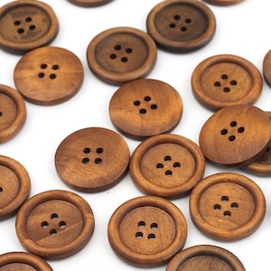 1" Rustic Wood Sewing Buttons Dark Brown - 1 Inch Wood Buttons - 25mm ...