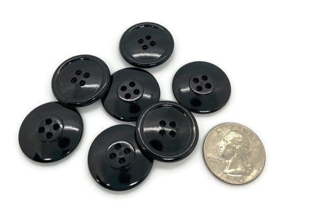 1" Black Buttons - 1 Inch Black Plastic Buttons - Bulk Black Buttons ...