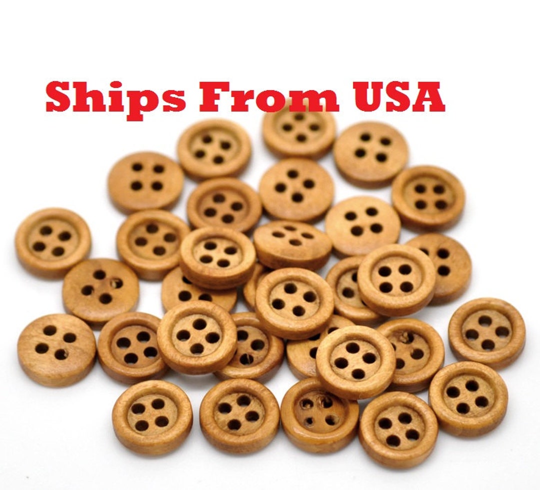 Tiny Small Rustic Wood Button Medium Brown 3/8" Wooden Buttons 11mm ...