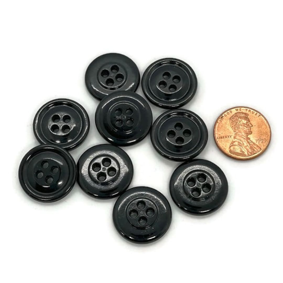Black Plastic Button 3/4" - Black Button - Black Resin Button - 4 Hole ...