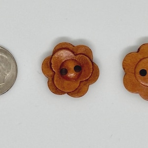 3/4" Rustic Wood Flower Buttons - Wood Sewing Buttons - 20mm Wooden ...