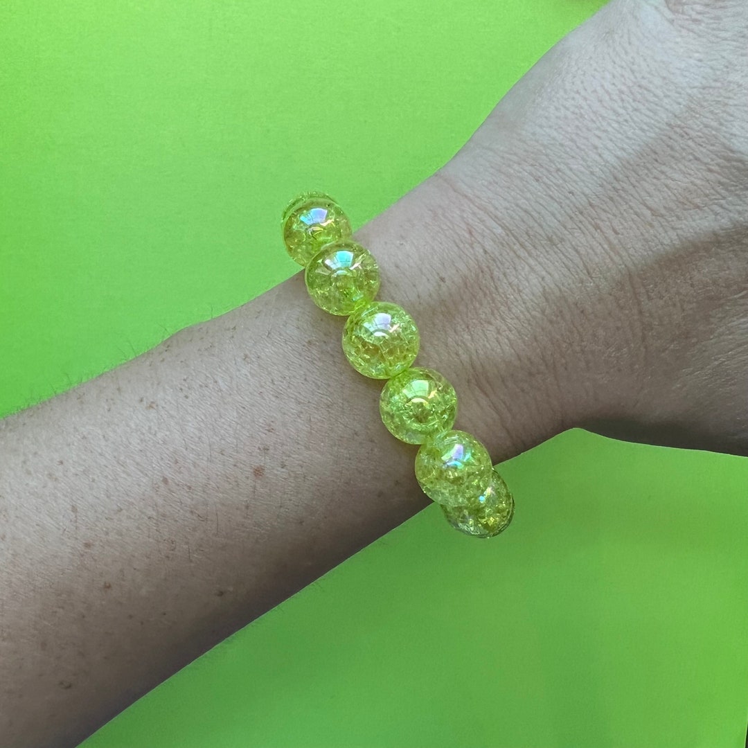 Poison Green Crackle Statement Stretch Bracelet - Etsy