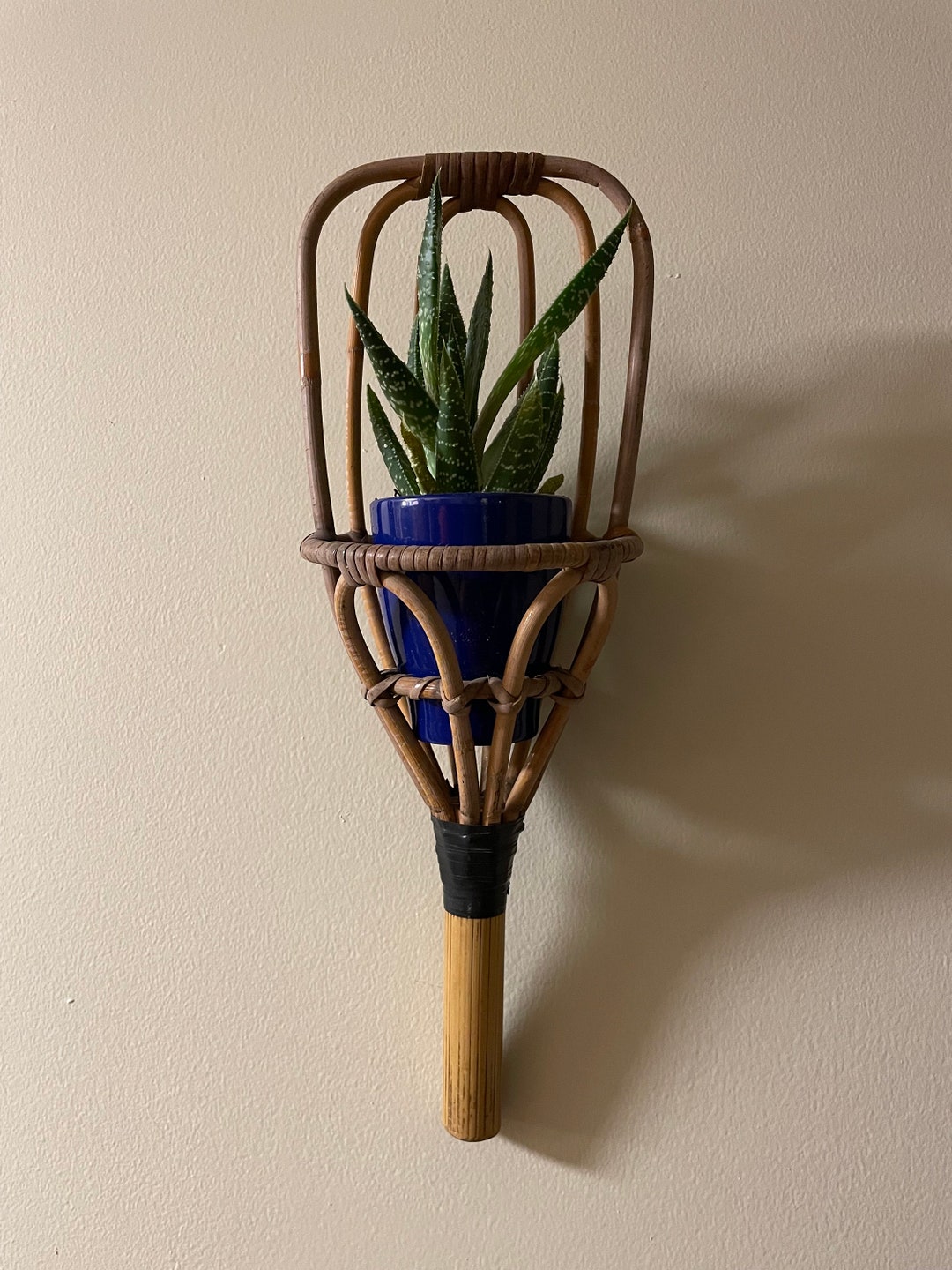 2 Vintage Rattan Lacrosse Scoops Bamboo Wall Hanging / Wall Basket Jai ...