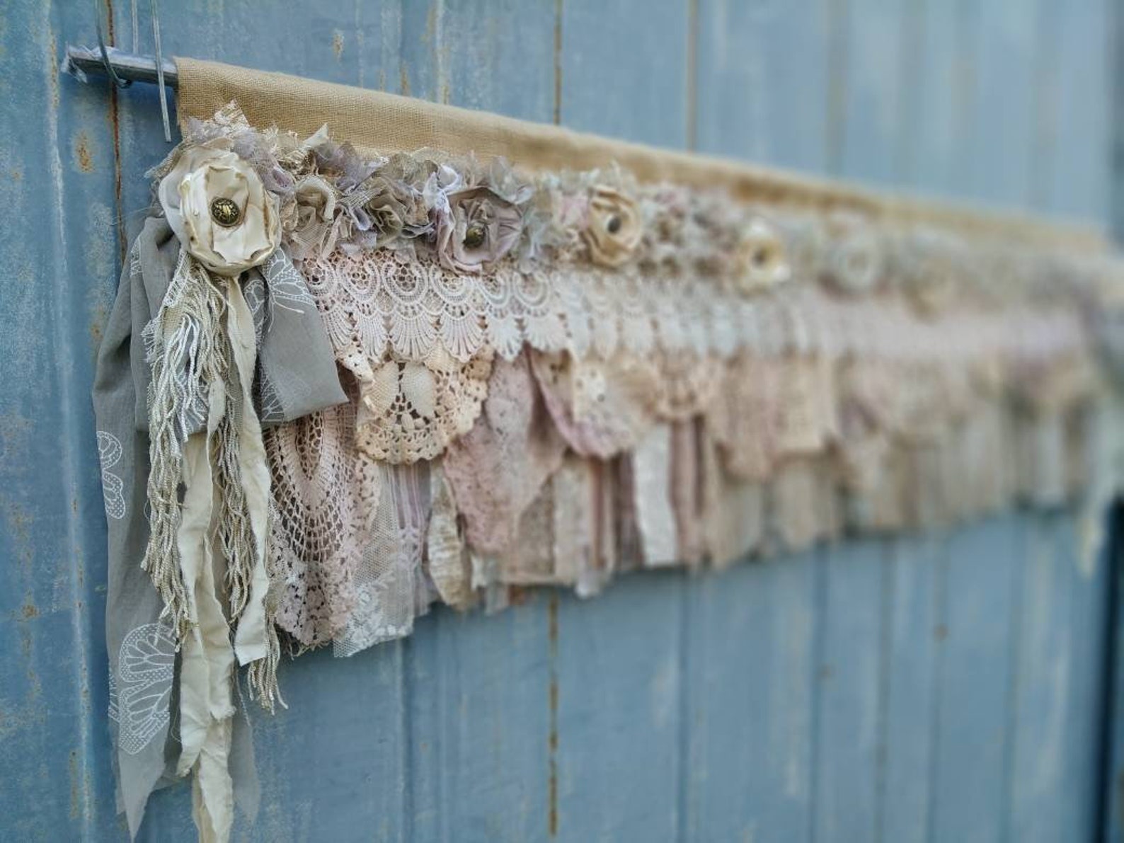 Vintage Lace Valance Shade Burlap Valance Made to Order | Etsy