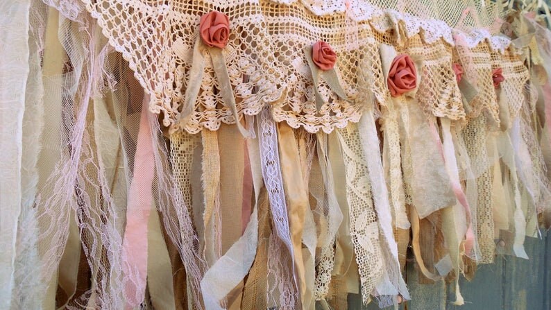 Boho Rag Curtain Gypsy Bohemian Curtain Sheer Curtain Backdrop | Etsy