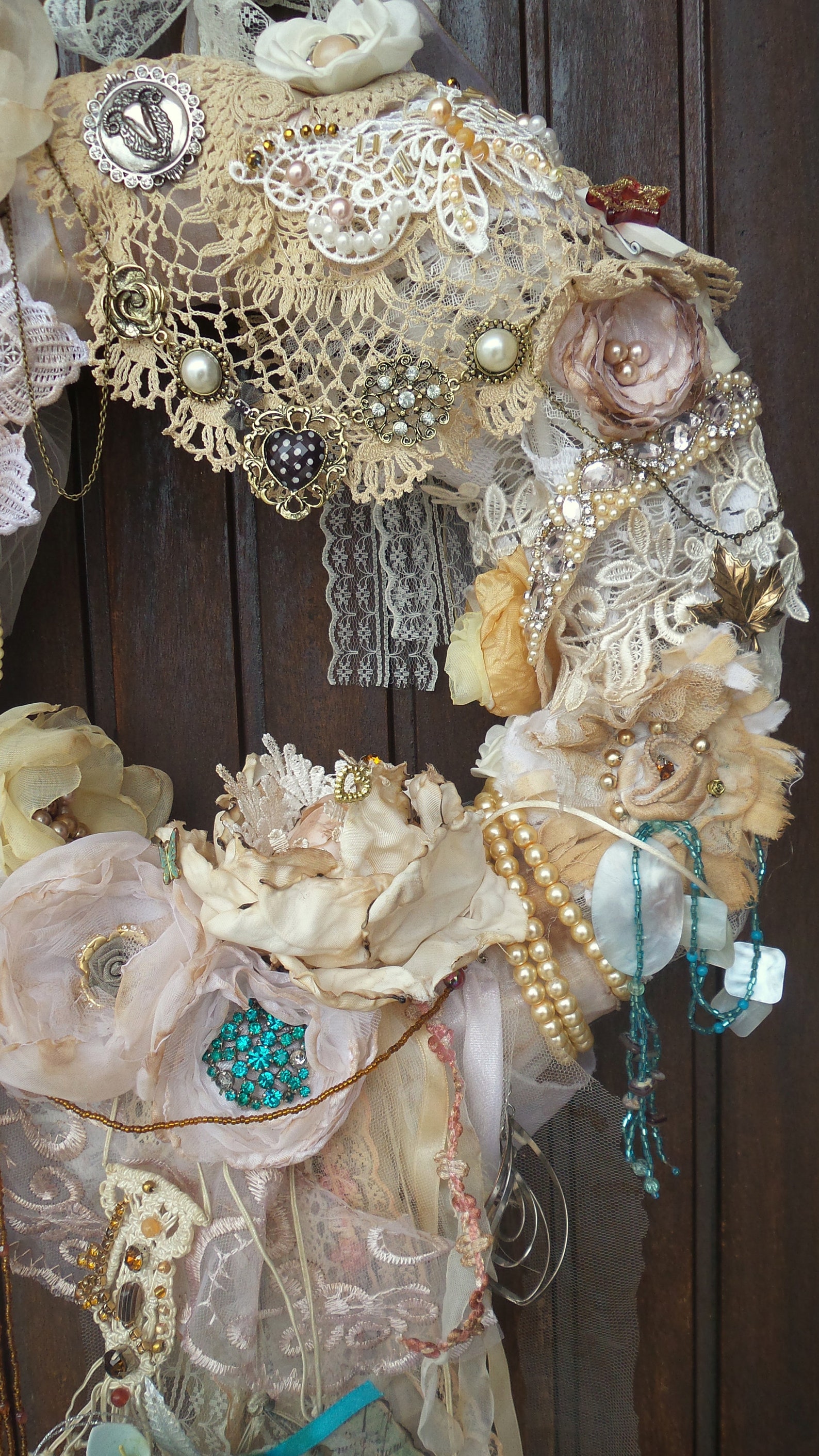 Beige Turquoise Wreath Country House Wreath Gypsy Wreaths - Etsy