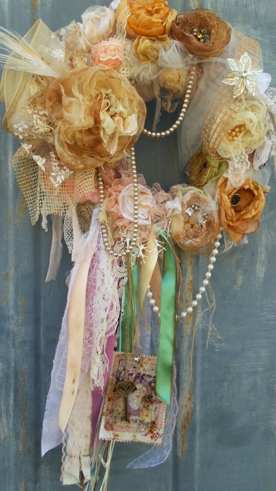 Vintage inspired wreath Rustic Shabby Wreath Country Wreath | Etsy