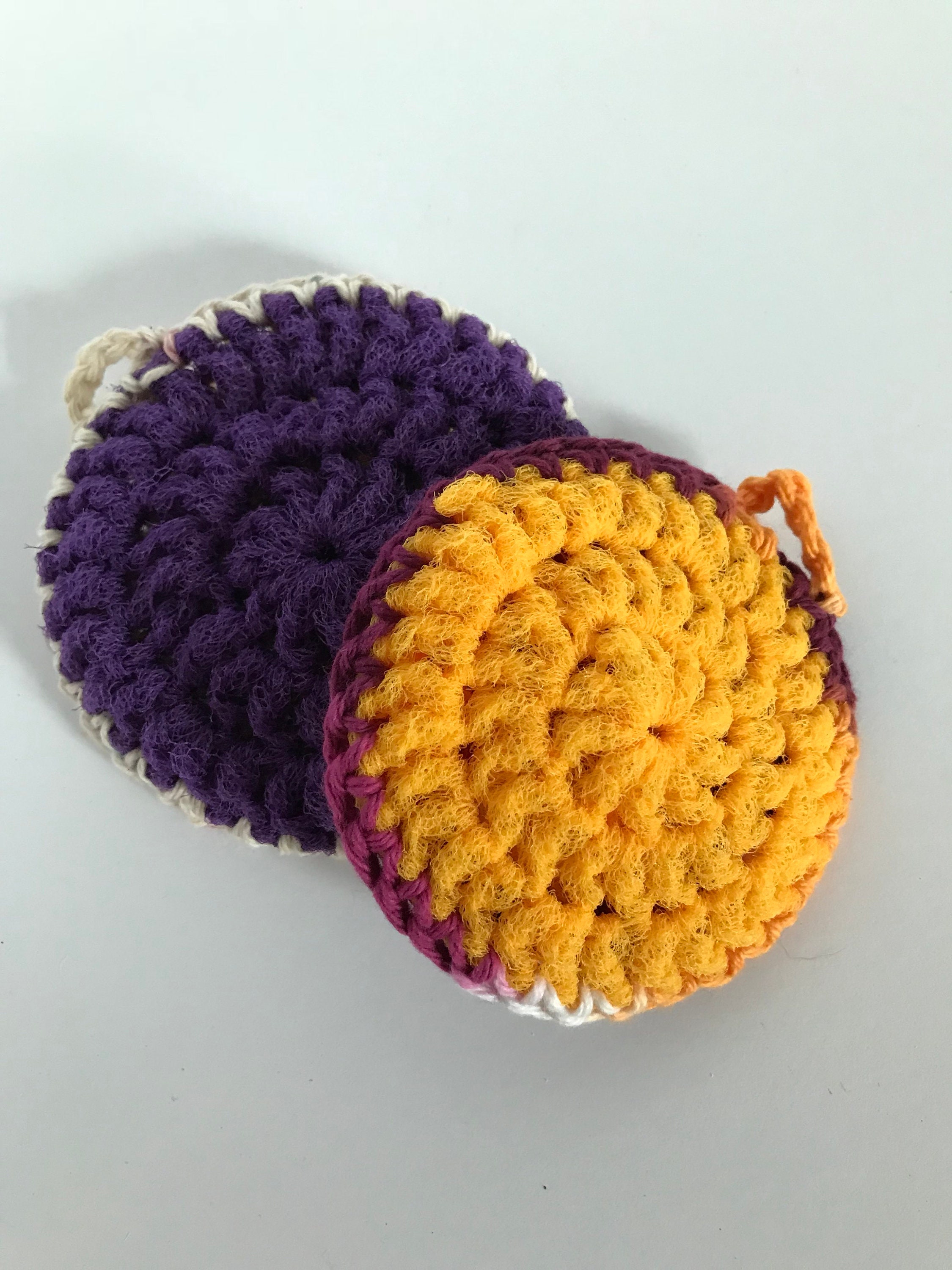 Set of 2 Crochet Large Dish Scrubbies With Cotton on One Side - Etsy