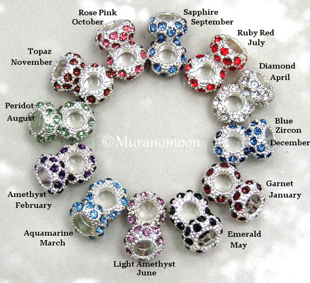 Birthstone Charm Bead Personalize Birthstone Crystal Amethyst ...