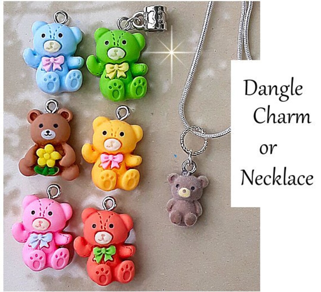 Teddy Bear Charms for Girls Necklace Charm Bracelet Teddy Bear Dangle ...