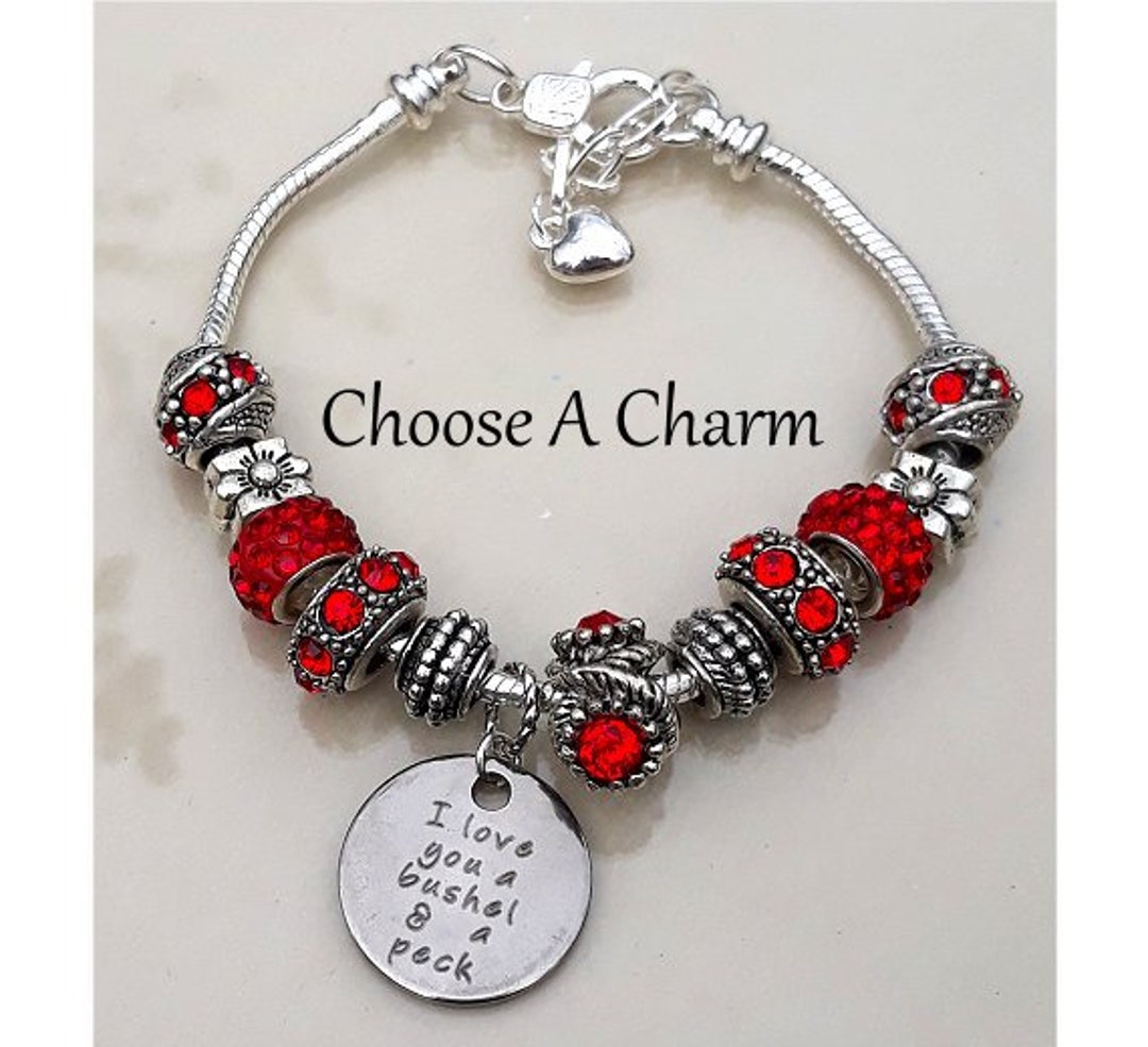 Red Crystal Charm Bracelet Personalized Dangle Charm Ruby Red - Etsy