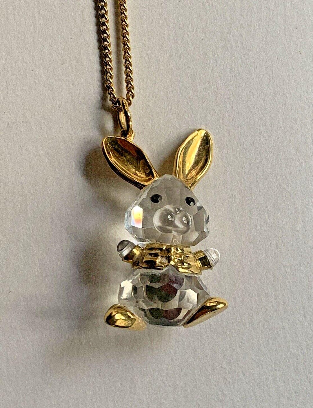 Vintage Signed Swarovski Crystal Memories Bunny Rabbit Pendant Chain ...