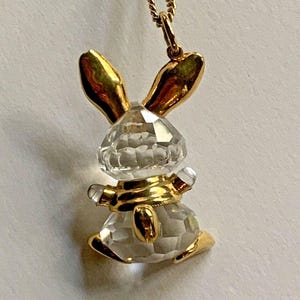 Vintage Signed Swarovski Crystal Memories Bunny Rabbit Pendant Chain ...