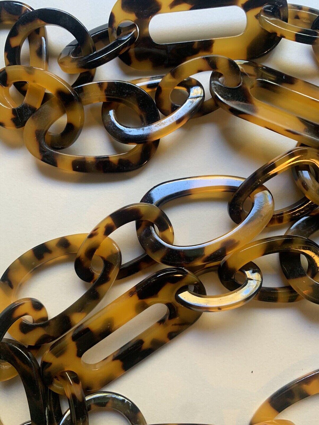Vintage Huge Faux Tortoise Shell Links Extra Long 42 Chunky Statement ...