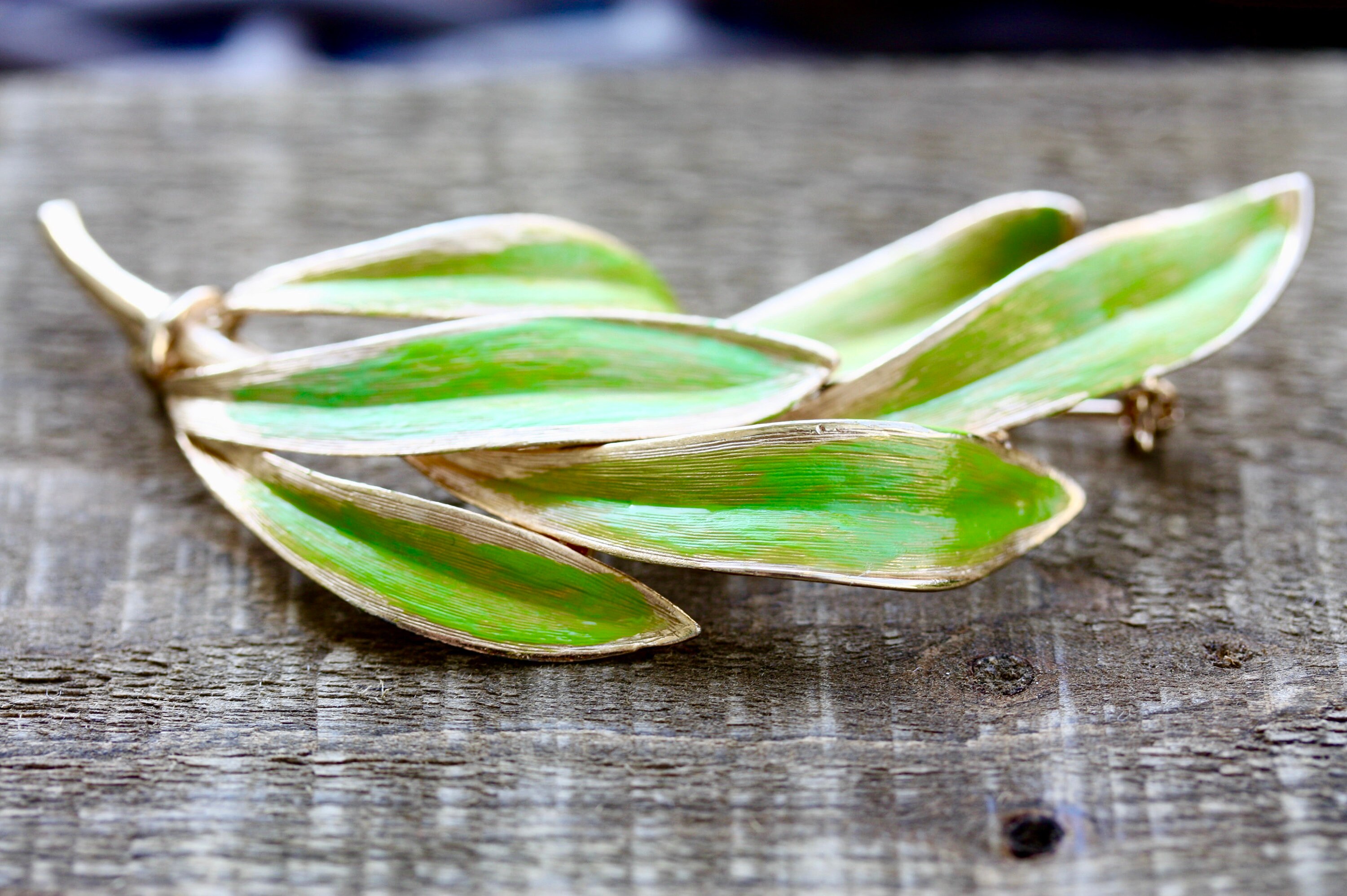 Revised, Modernized, Upcycled Vintage Hand Painted Green Leaves Pin - Etsy